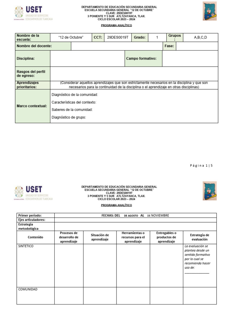 ESQUEMA-ANALITICOS-ok | PDF | Evaluación | Aprendizaje