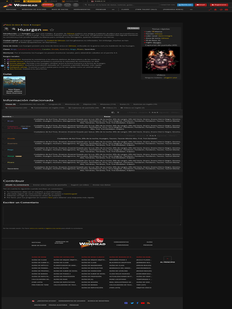 Huargen - Raza - World of Warcraft | PDF | Duendes | Mundo de Warcraft