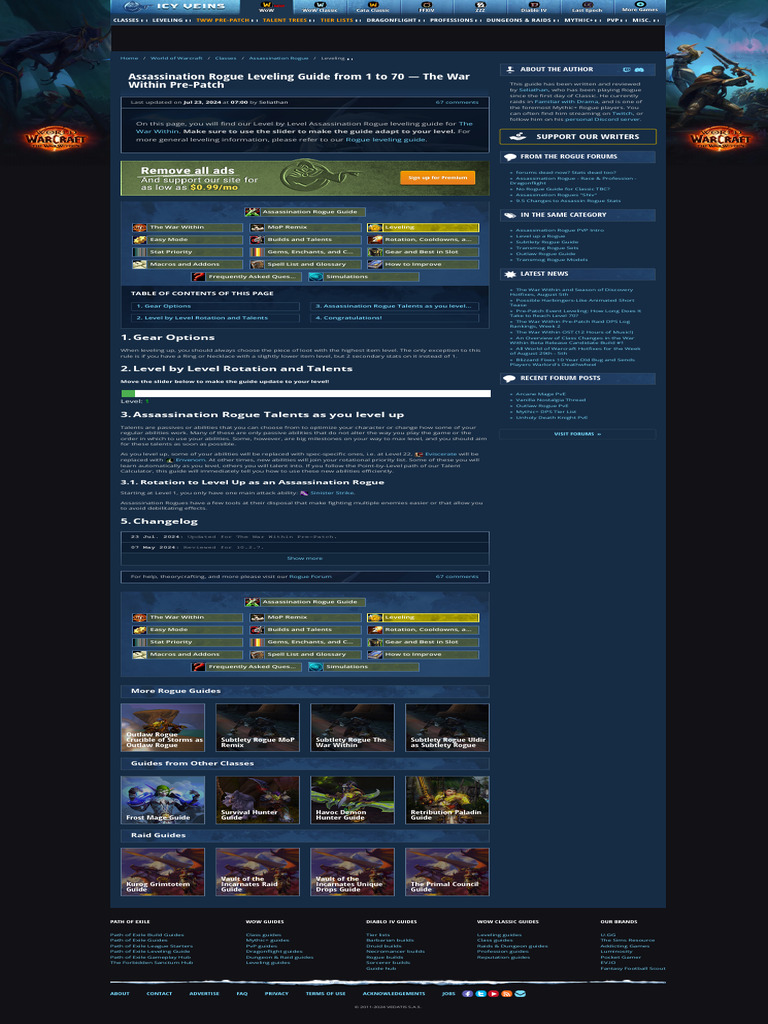 Assassination Rogue Leveling Guide From 1 To 70 - The War Within Pre ...