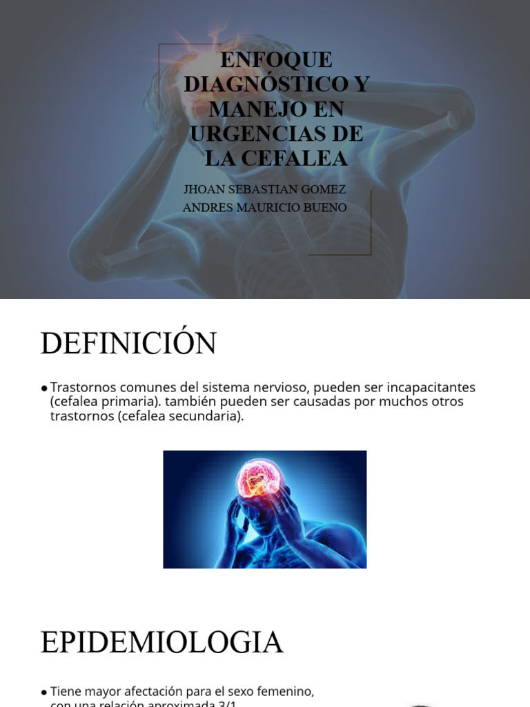 Enfoque Diagnostico y Manejo en Urgencias de Cefalea Davids | PDF ...