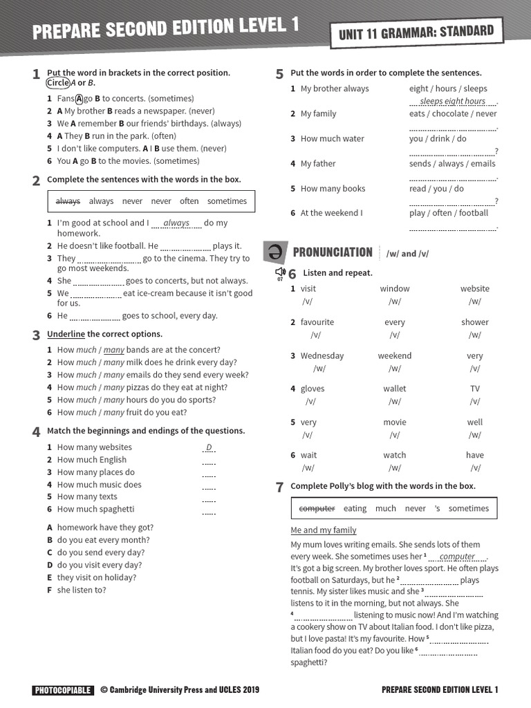 PREPARE_1_Grammar_Standard_Unit_11 | PDF