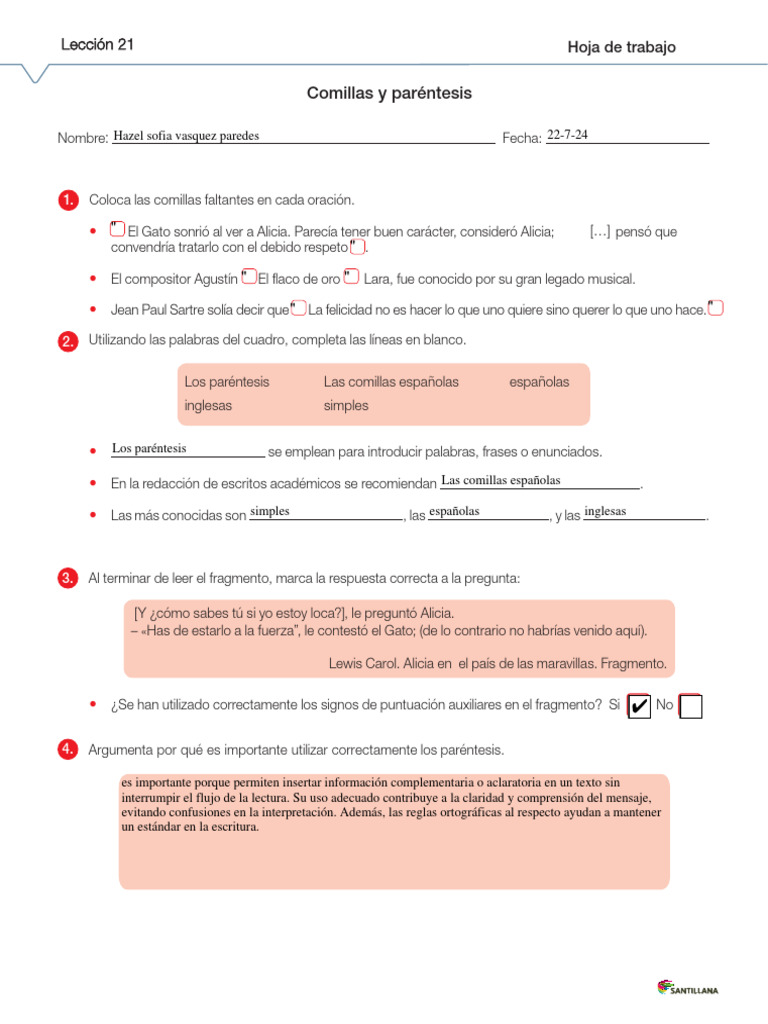 Uso correcto de comillas y paréntesis | PDF | Artes del Lenguaje y ...