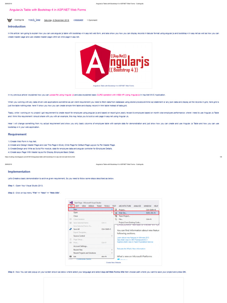 Angularjs Table With Webforms Pdf Angular Js World Wide Web 2098