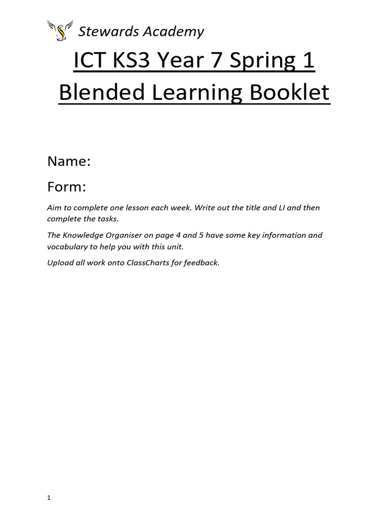 ICT Year 7 Spring 1 Blended Learning Booklet.221409340 | PDF | Logic ...