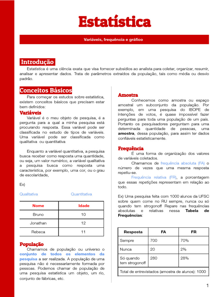 Conceitos Básicos de Estatística e Gráficos | PDF | Estatísticas ...