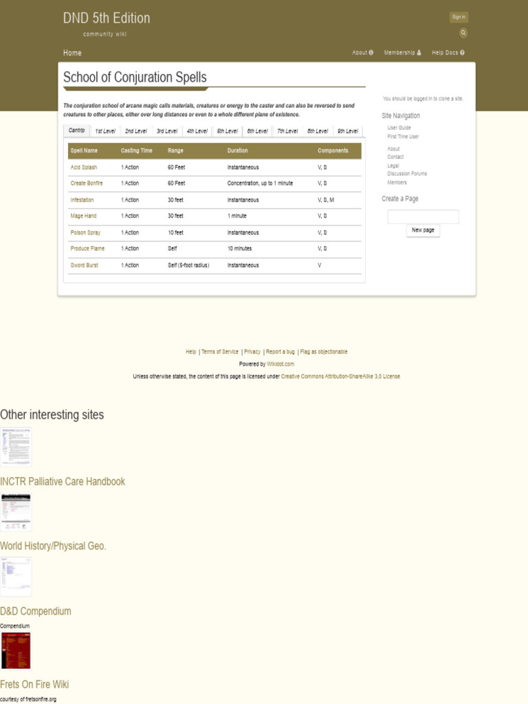 School of Conjuration Spells - DND 5th Edition | PDF | D20 System ...