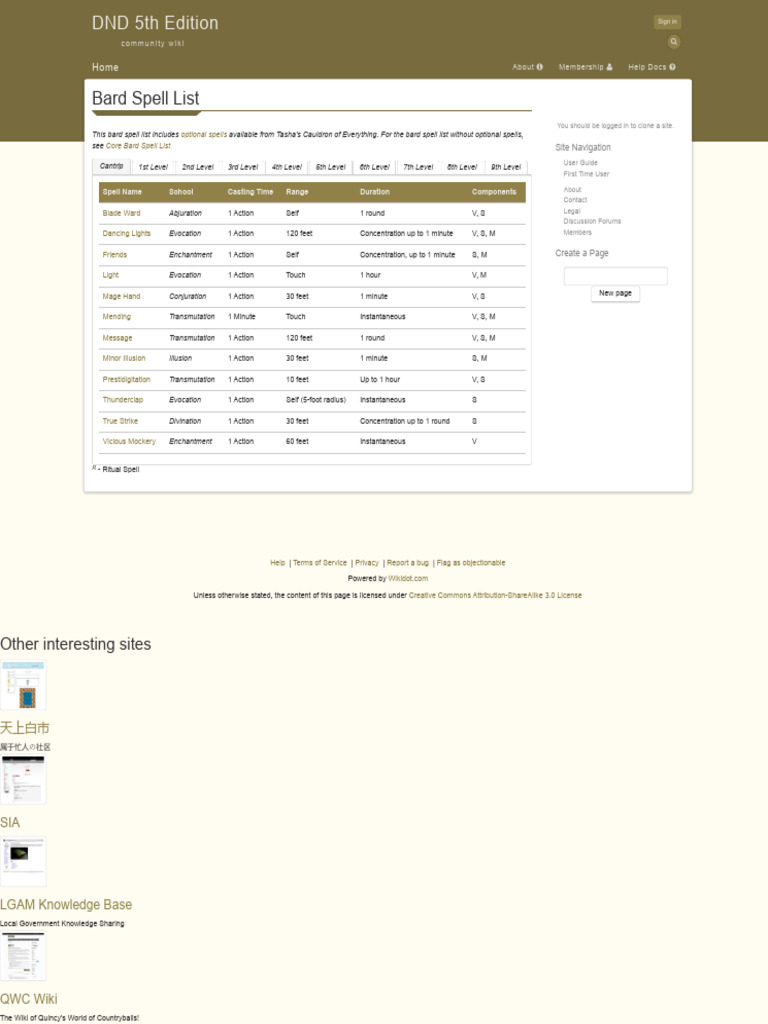 Bard Spell List - DND 5th Edition | PDF | Dungeons & Dragons | D20 System
