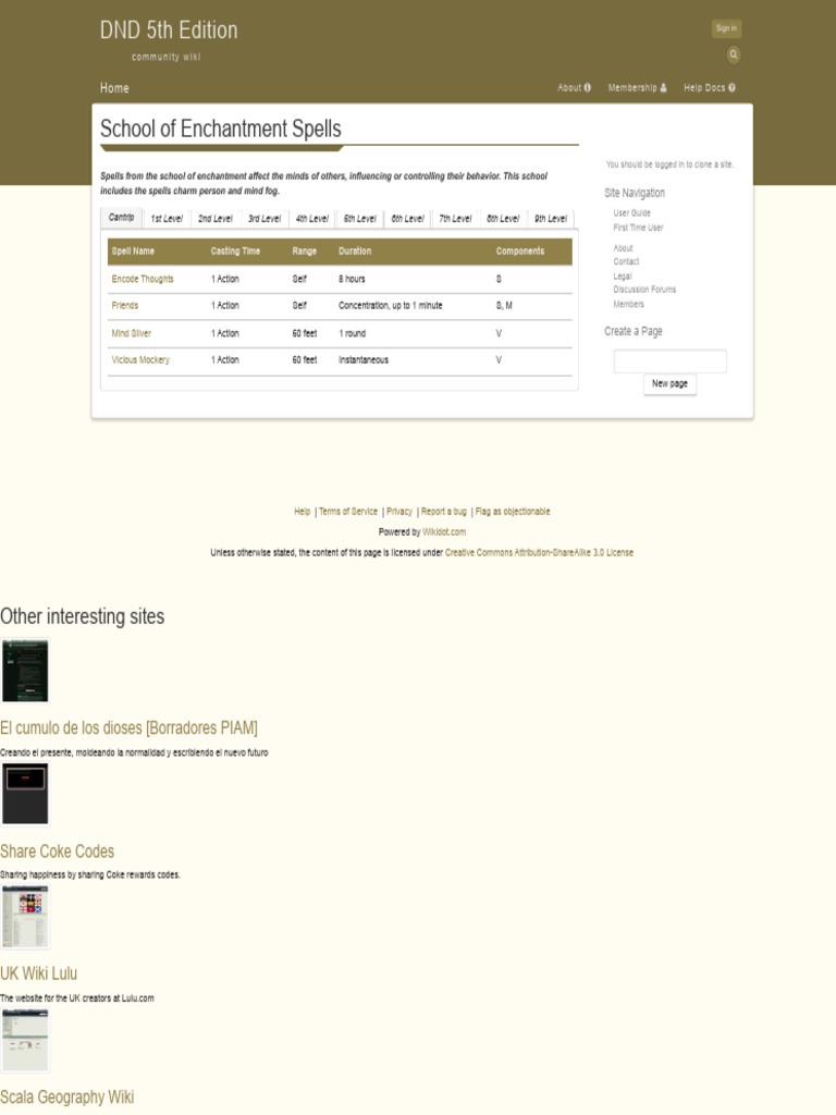 School of Enchantment Spells - DND 5th Edition | PDF | Hypertext | Data ...