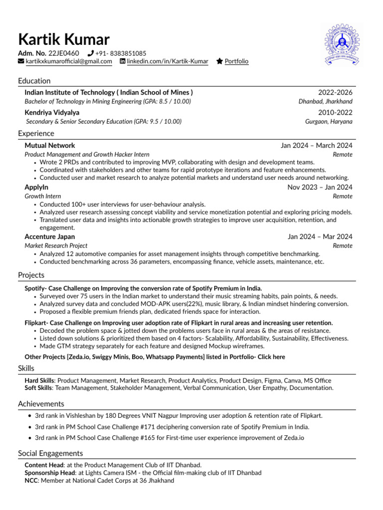 Kartik Kumar Resume | PDF | Marketing Research | Business