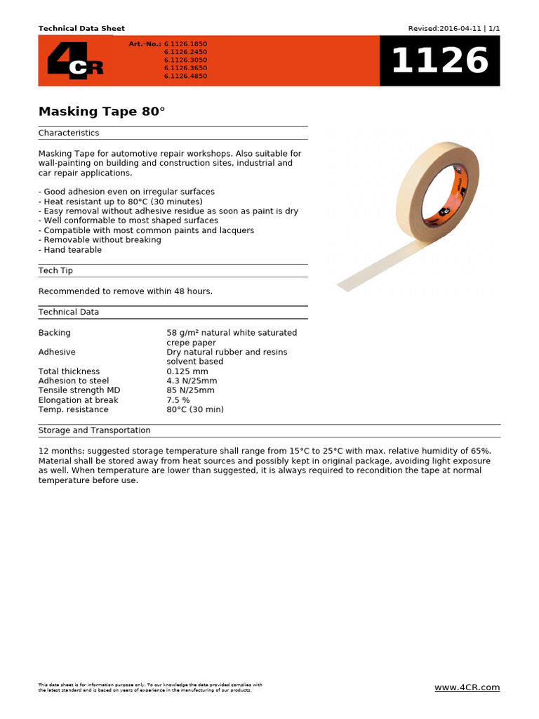 Masking Tape 80° | PDF | Paint | Adhesive