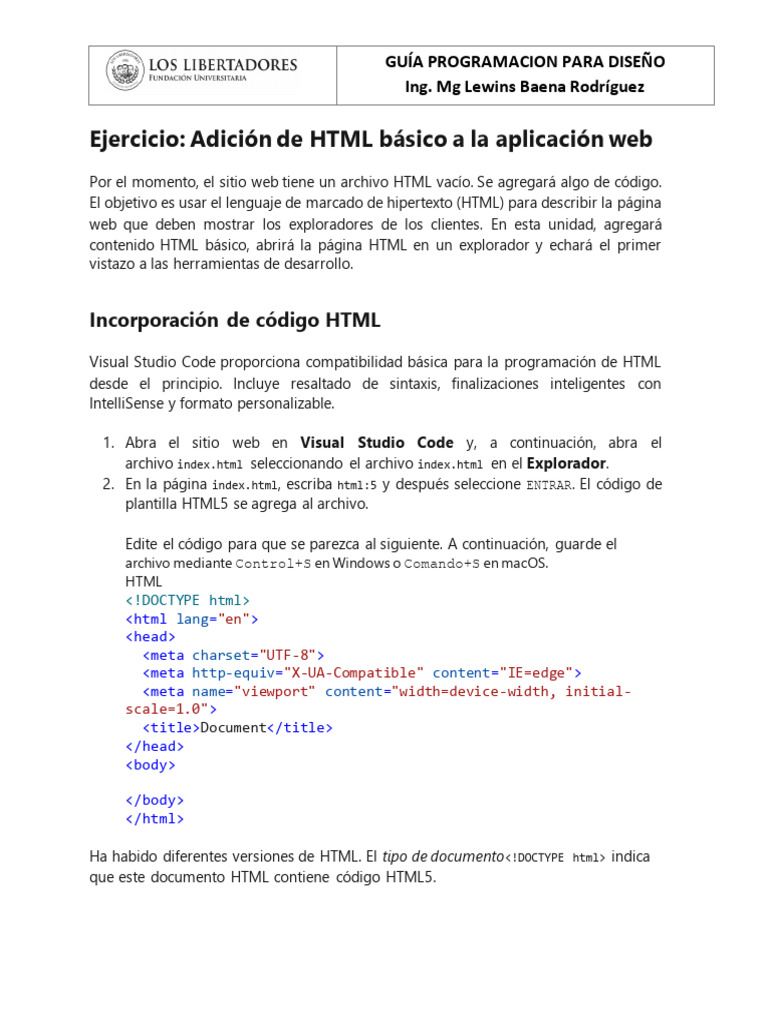 2.adicion de HTML Basico VS Code | PDF | HTML | Red mundial