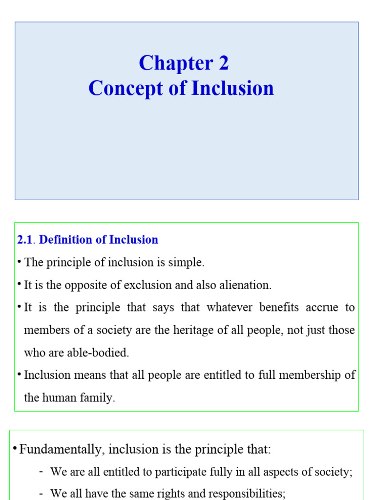 Chapter 2 - FINAL Concept of Inclusion | PDF | Social Exclusion ...