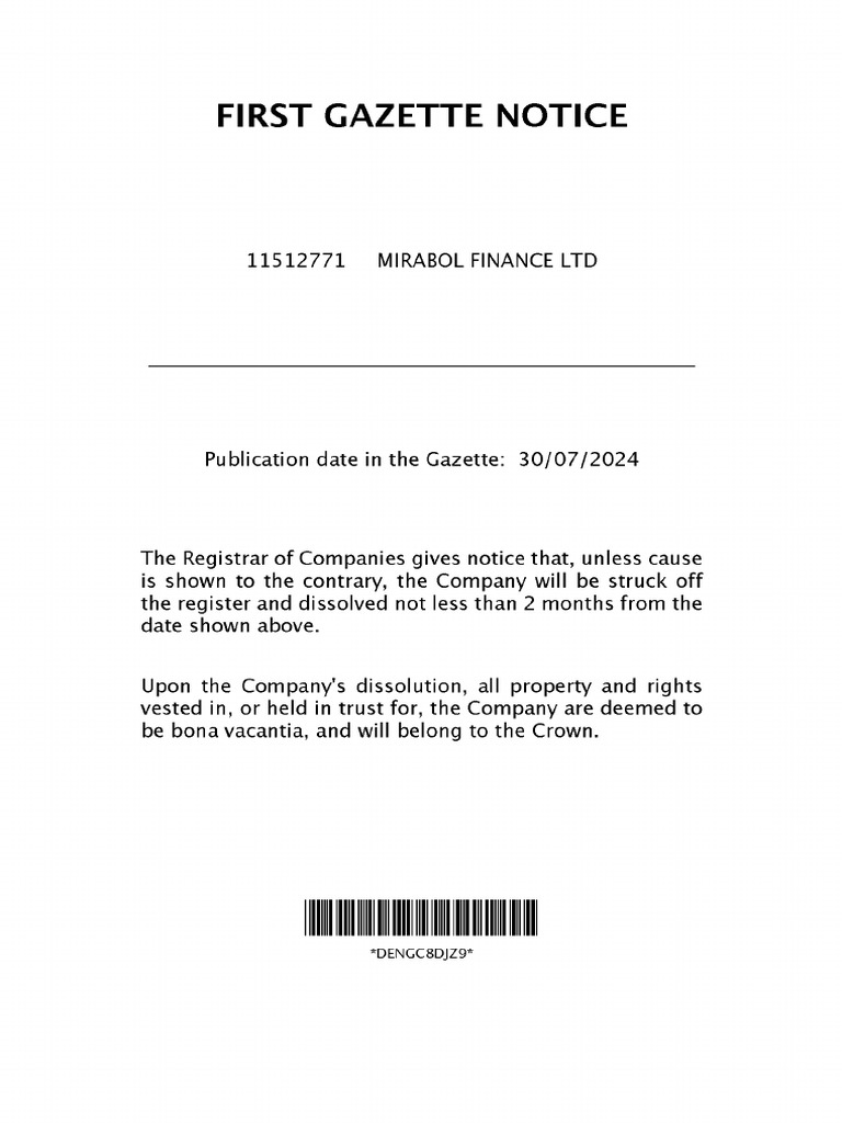 First Gazette Notice | PDF