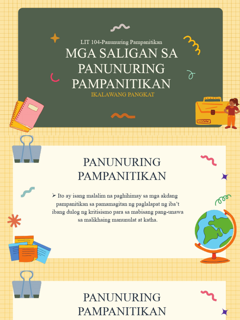 Lit 104 Mga Saligan Sa Panunuring Pampanitikan Ikalawang Pangkat | PDF