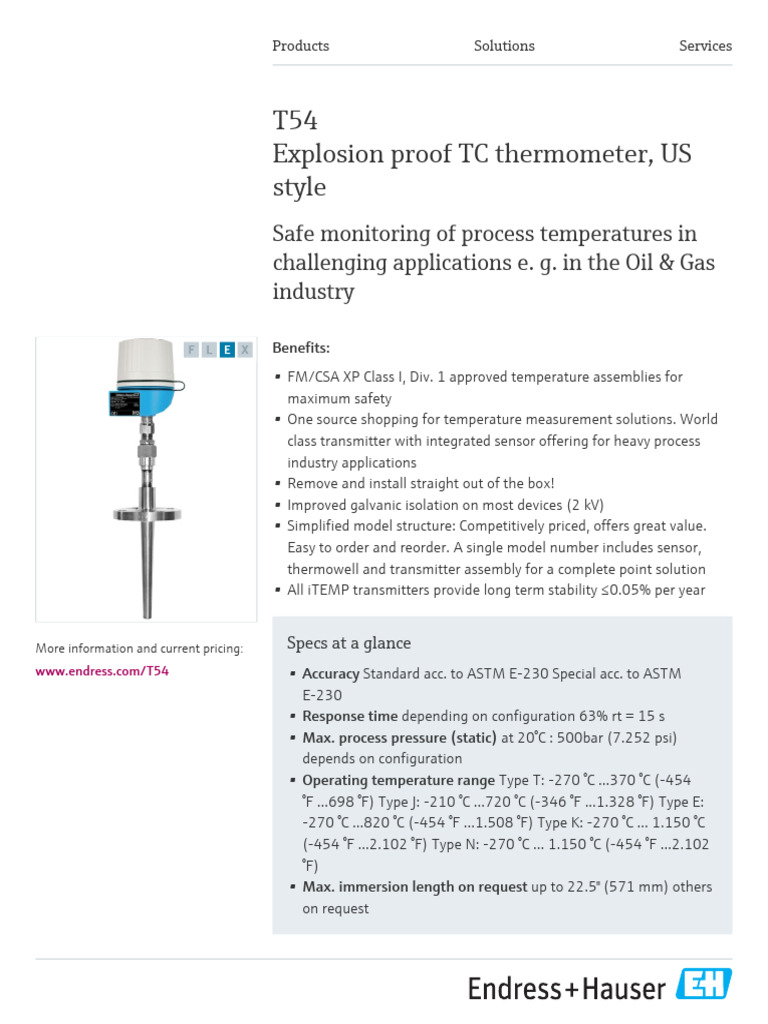 Endress-Hauser_TC-Assembly_U_S_Style_T54_EN | PDF | Applied And ...