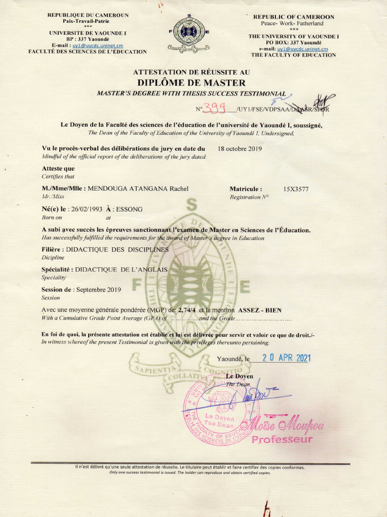 Diplome de Master 2 | PDF