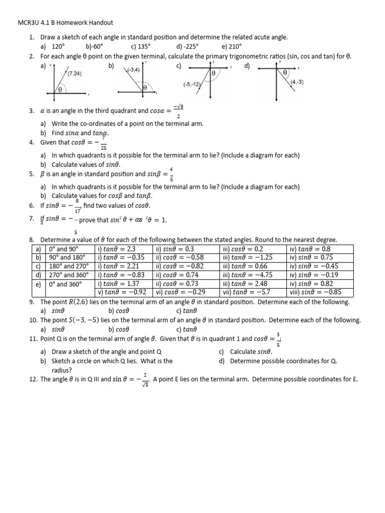 4.1B Homework Handout With Answers | PDF | Angle | Euclidean Plane Geometry