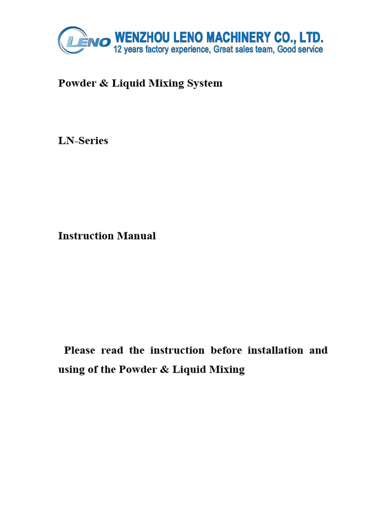 Efficient Powder & Liquid Mixing System | PDF | Emulsion | Pump