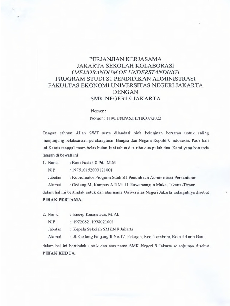Contoh MOU | PDF