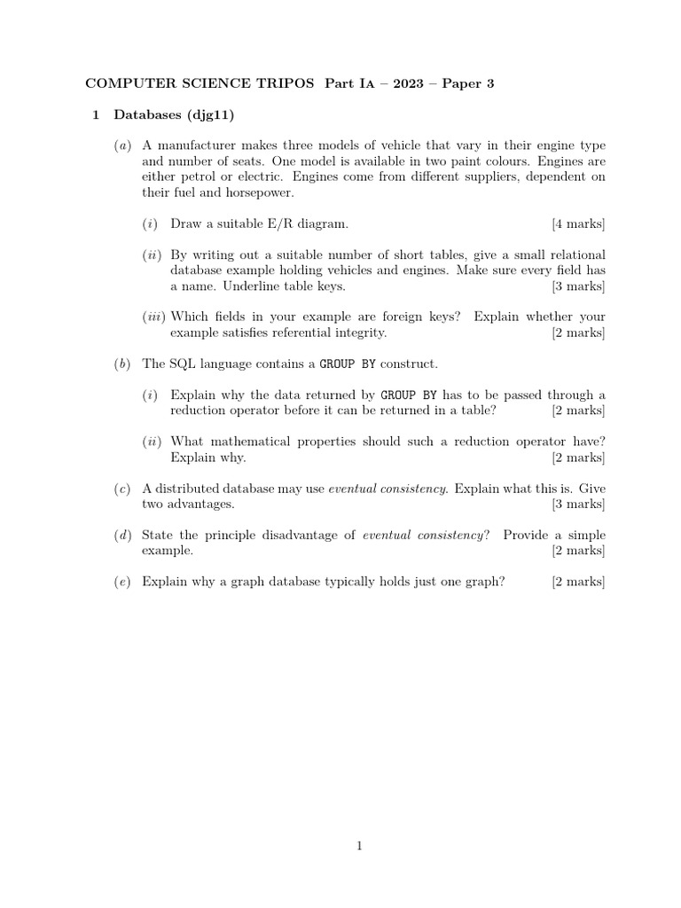 Computer Science Tripos Part Ia 2023 Paper 3 Pdf 