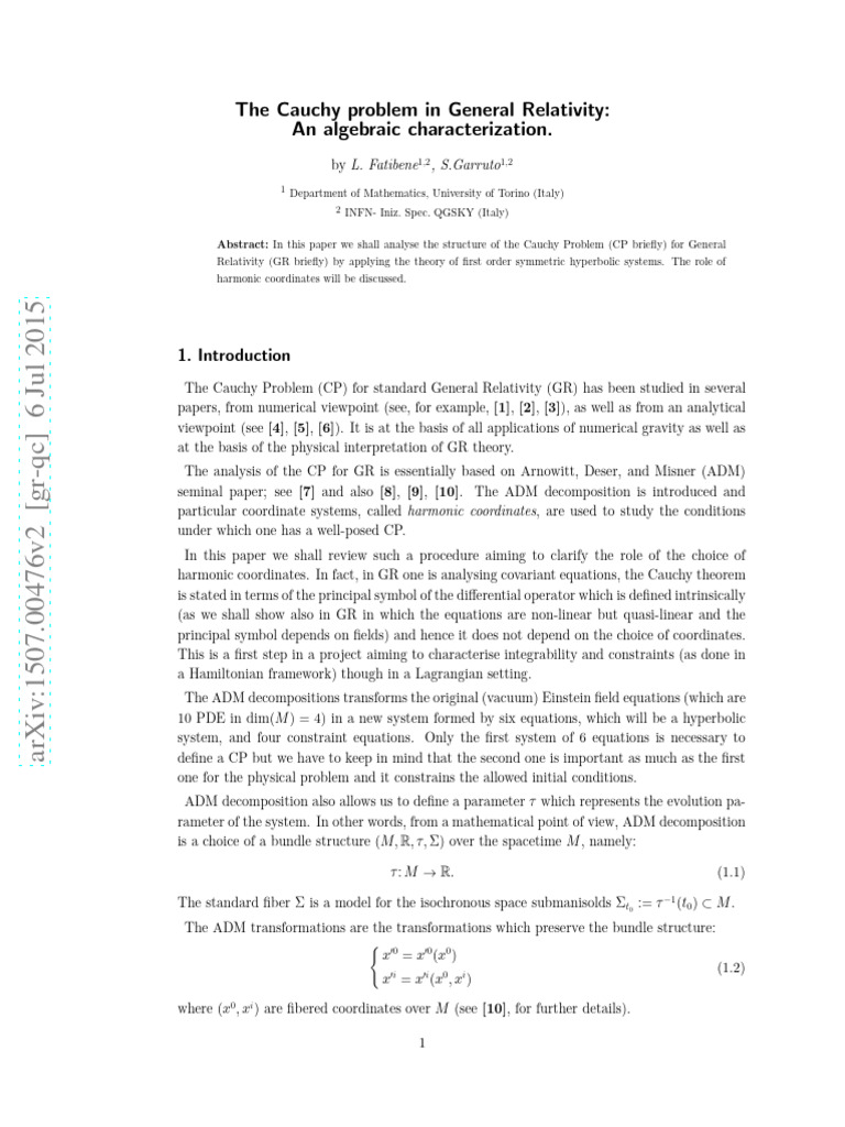 General Relativity's Cauchy Problem | PDF | General Relativity | Geometry