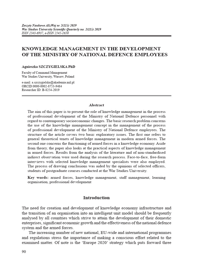 Knowledge Management in The Develop | PDF | Knowledge | Military