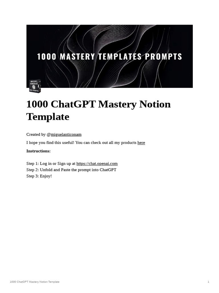 1000 Notion Templates for ChatGPT Mastery | PDF | Target Audience | Sales