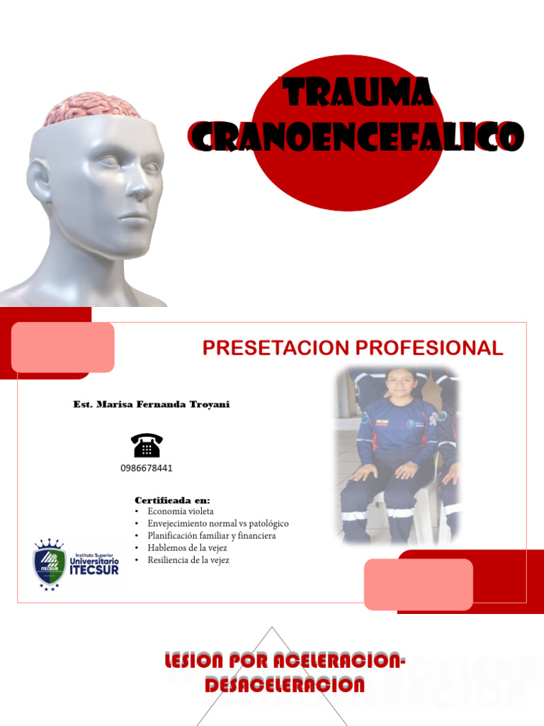 Diapositiva TCE PDF | PDF | Cerebro | Enfermedades y trastornos