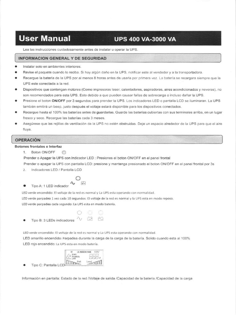 Manual Ups 400 Va-300 Va | PDF