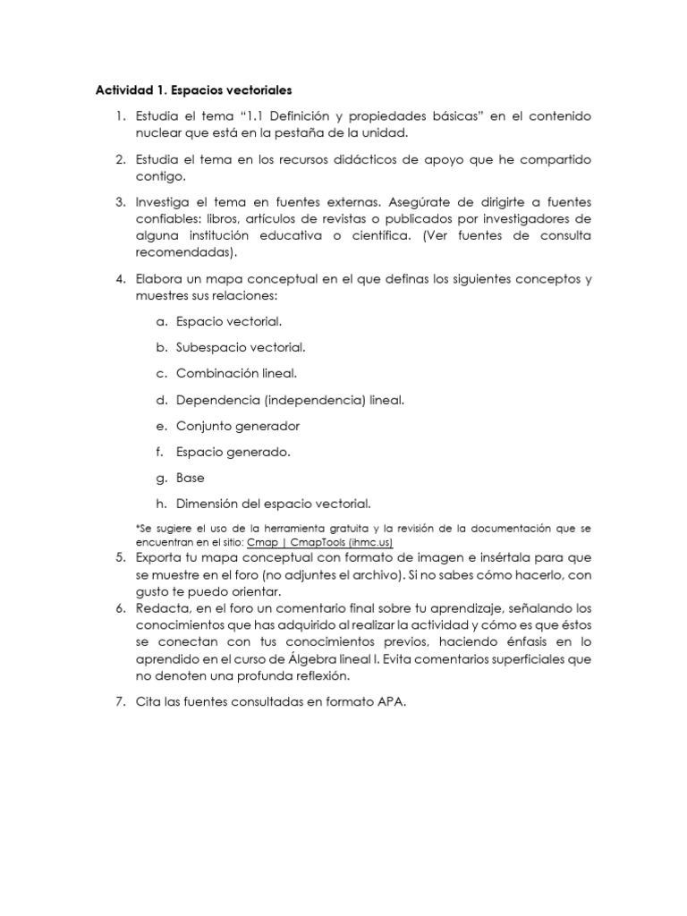 Mapa Conceptual: Espacios Vectoriales | PDF | Espacio vectorial | Estilo apa