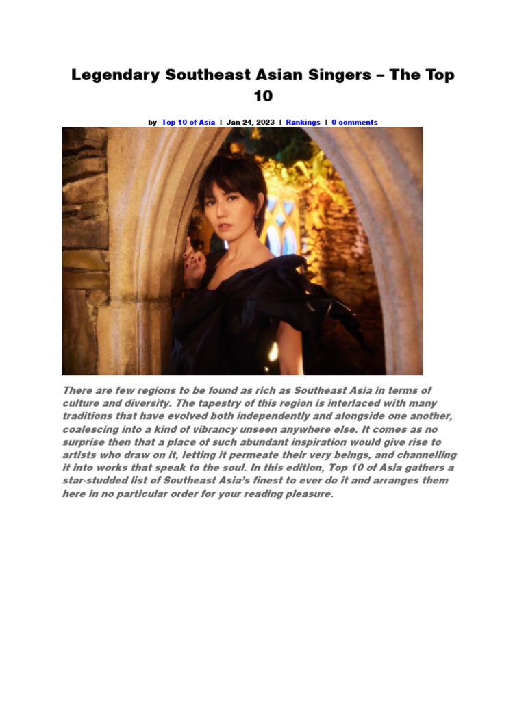 Legendary Southeast Asian Singers | PDF