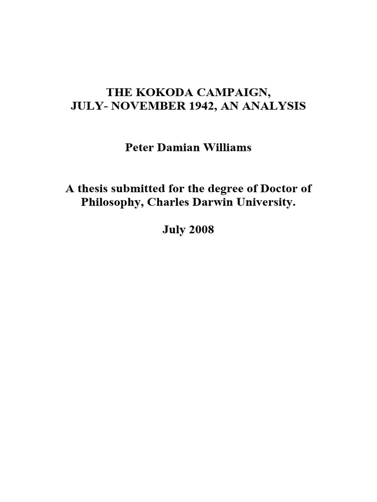 Thesis - Kokoda Track Campaign CDU - 8307 - Williams - P | PDF ...