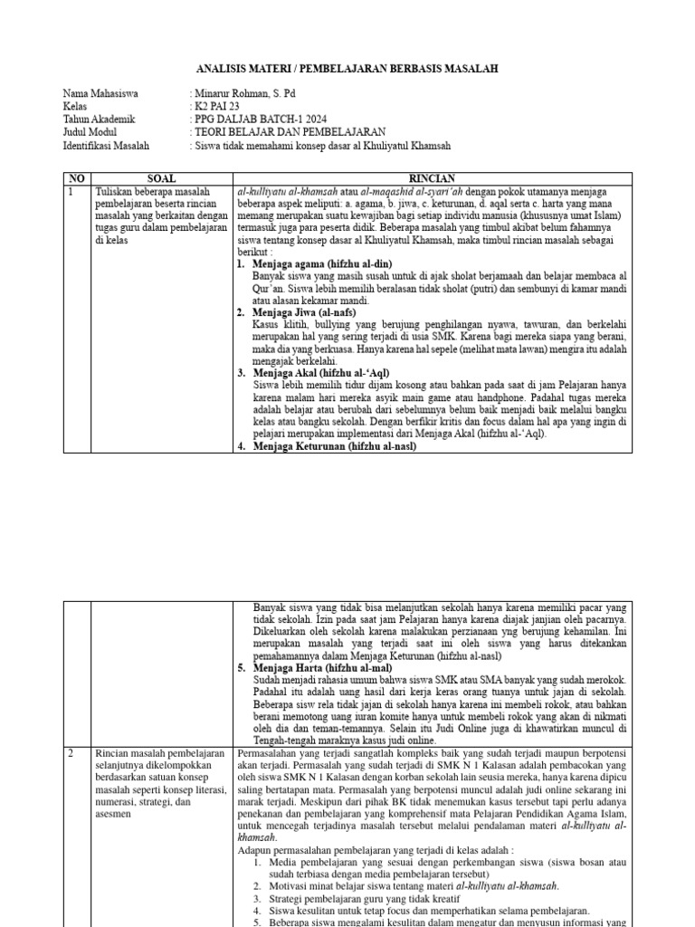 Tugas PBL Modul 1 | PDF | Karier & Perkembangan | Sains & Matematika