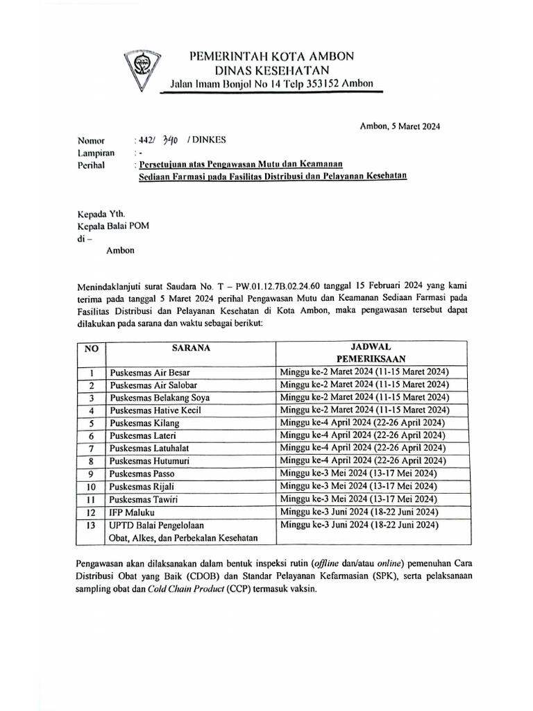 Surat Persetujuan Pengawasan BPOM | PDF