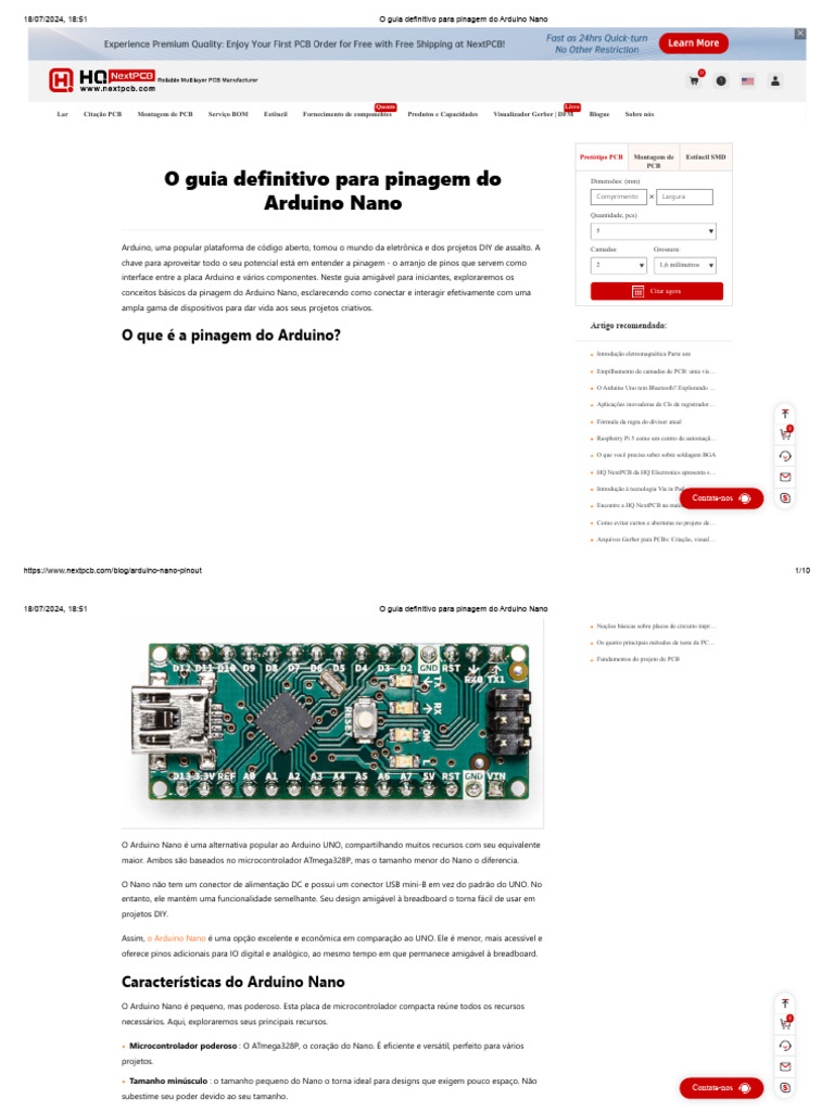 O guia definitivo para pinagem do Arduino Nano | PDF | Arduino | USB