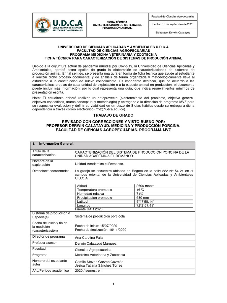 Caracterización Del Sistema de Producción Pocina de La Unidad Académica ...