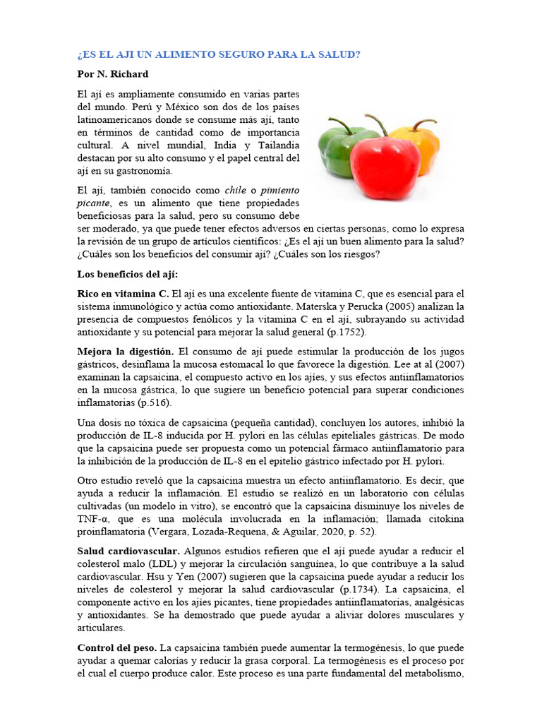 Es El Aji Un Buen Alimento para La Salud | PDF | Gota | Ají picante