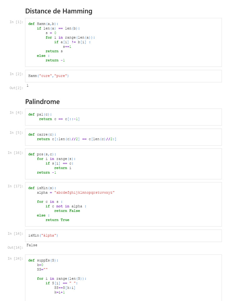 Hamming Distance and Palindrome Functions | PDF