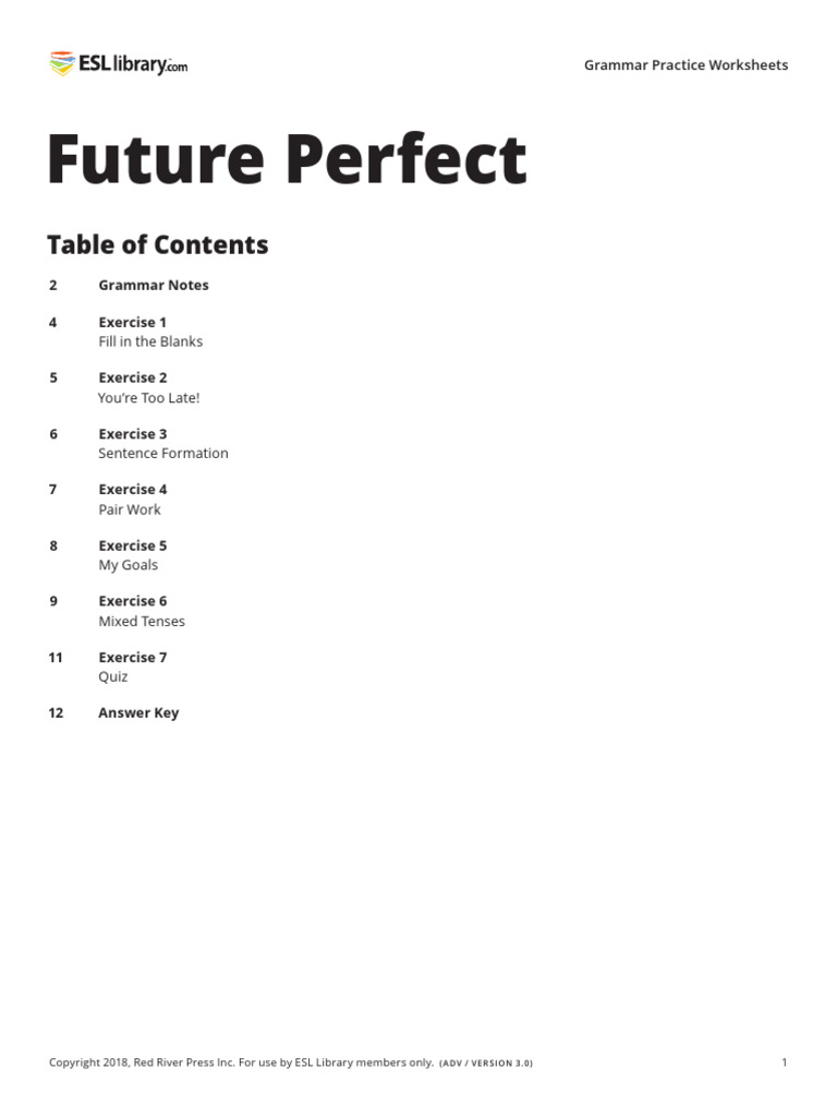 COMPLETE Future Perfect | PDF | Grammatical Tense | Perfect (Grammar)
