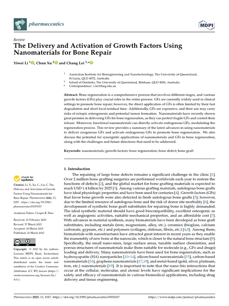 The Delivery and Activation of Growth Factors Using | PDF | Tissue ...