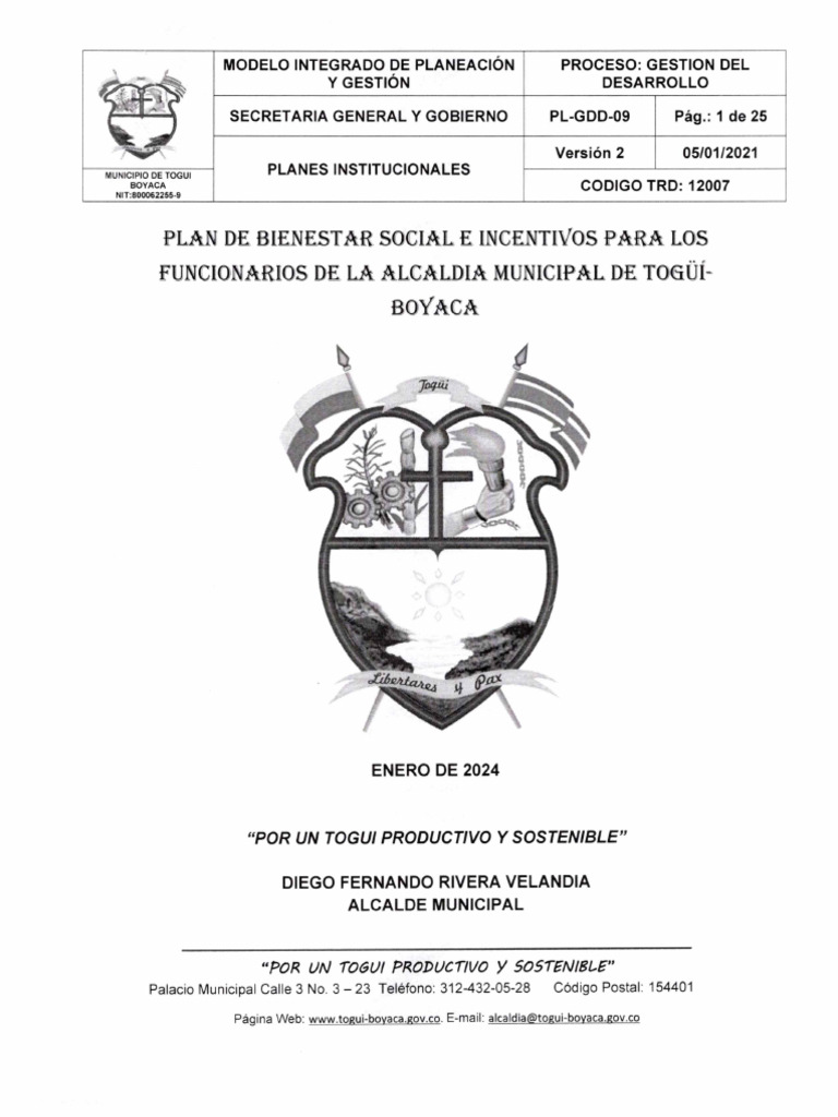 PLAN DE BIENESTAR SOCIAL E INCENTIVOS | PDF