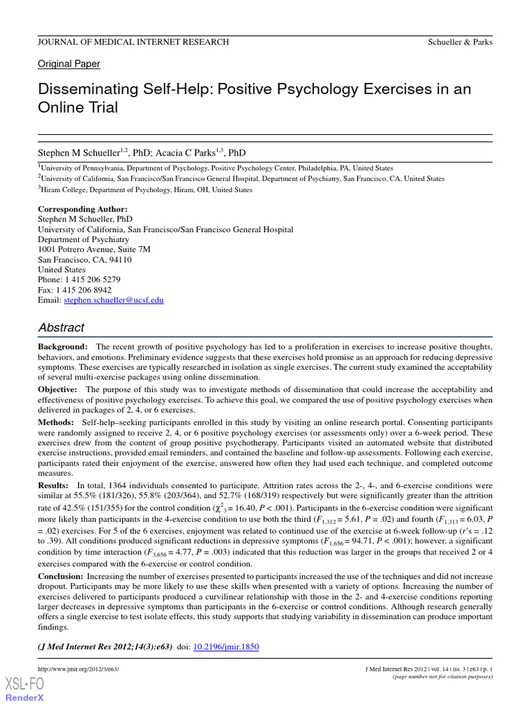 Schueller, Stephen - Disseminating Self Help Positive Psycology ...