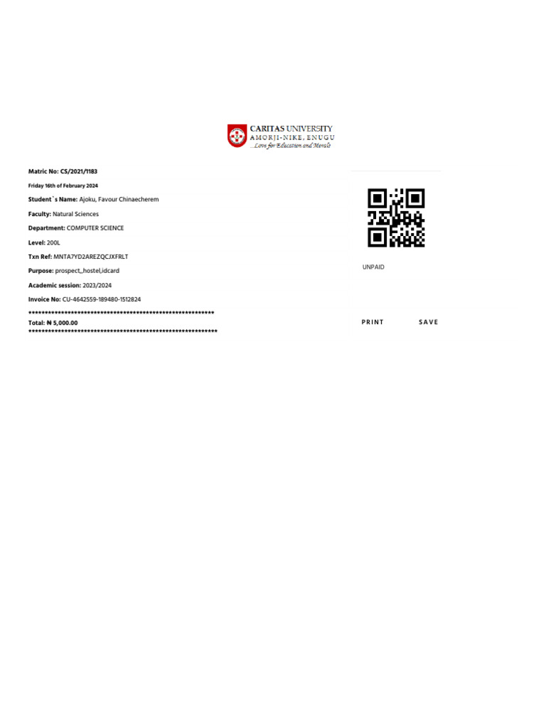 Caritas University Portal | PDF