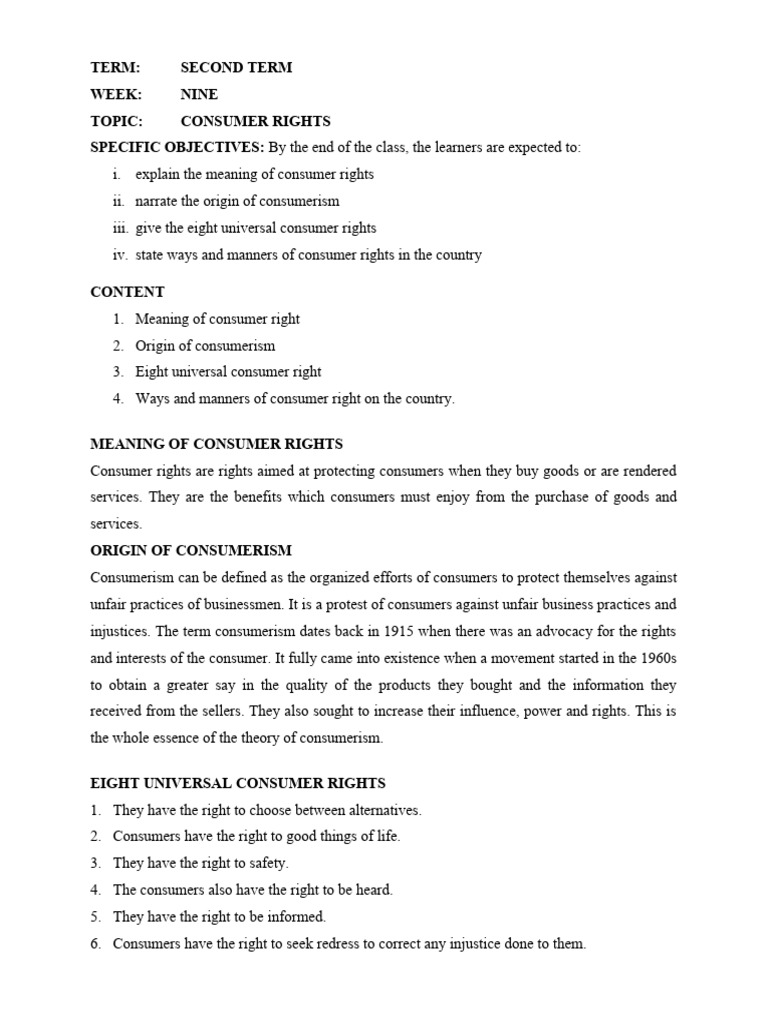 Business Studies Year 8 | PDF | Consumerism | Consumer Protection