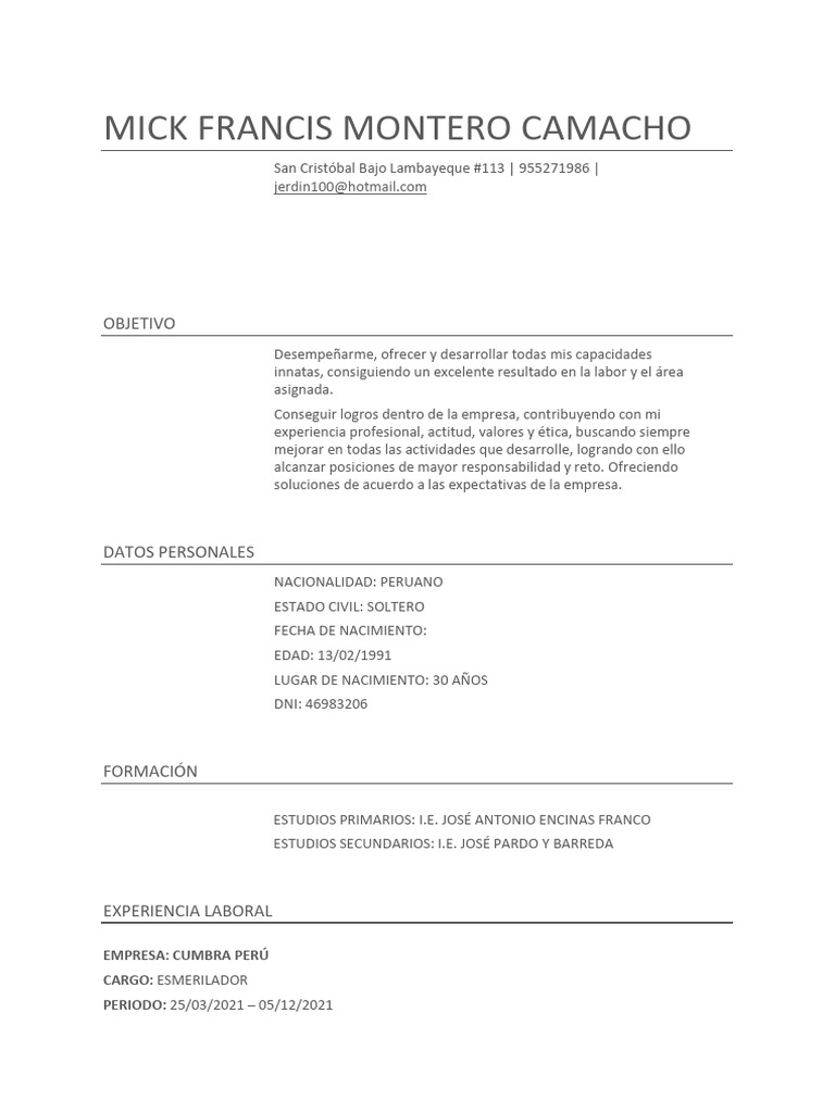 Francis Montero - CV | PDF
