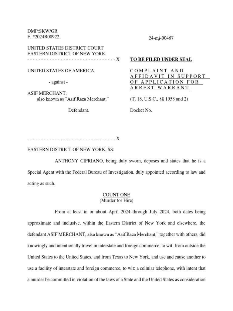24-Mj-467 Asif Merchant Complaint | PDF