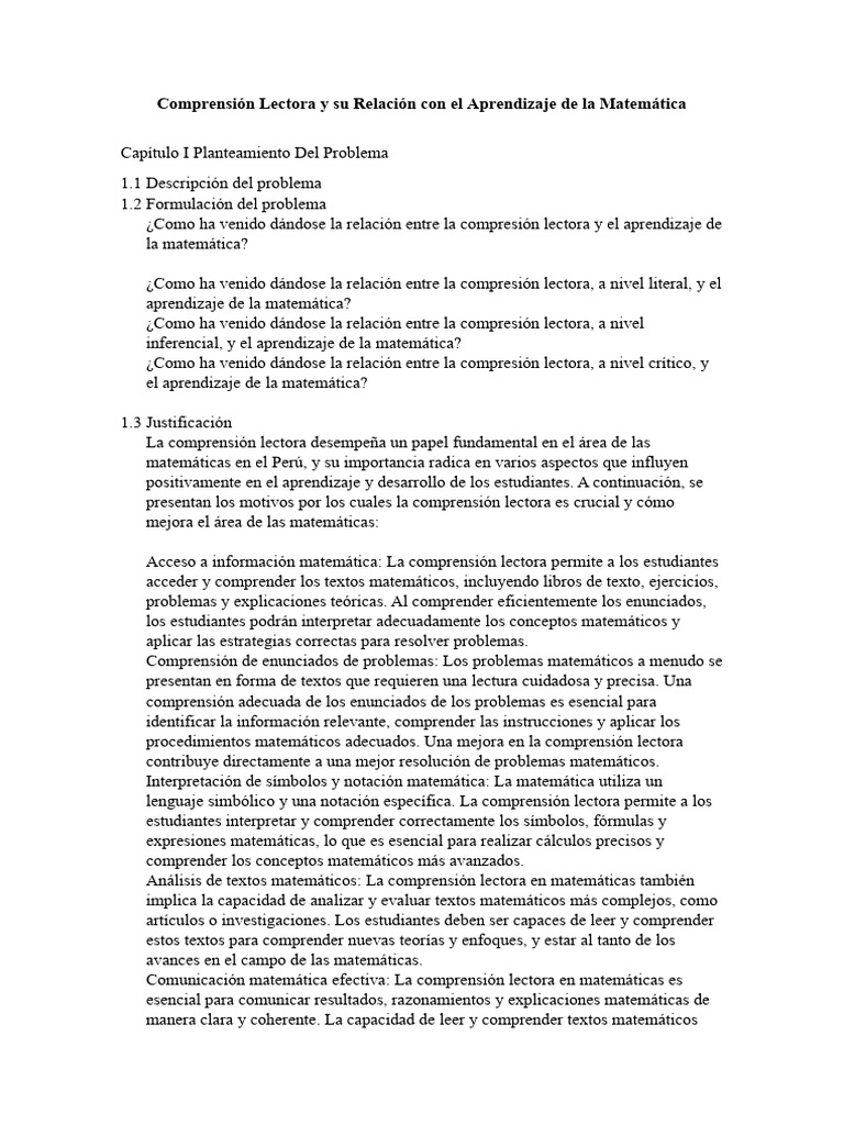 Comprensión Lectora y Matemáticas: Claves de Aprendizaje | PDF ...