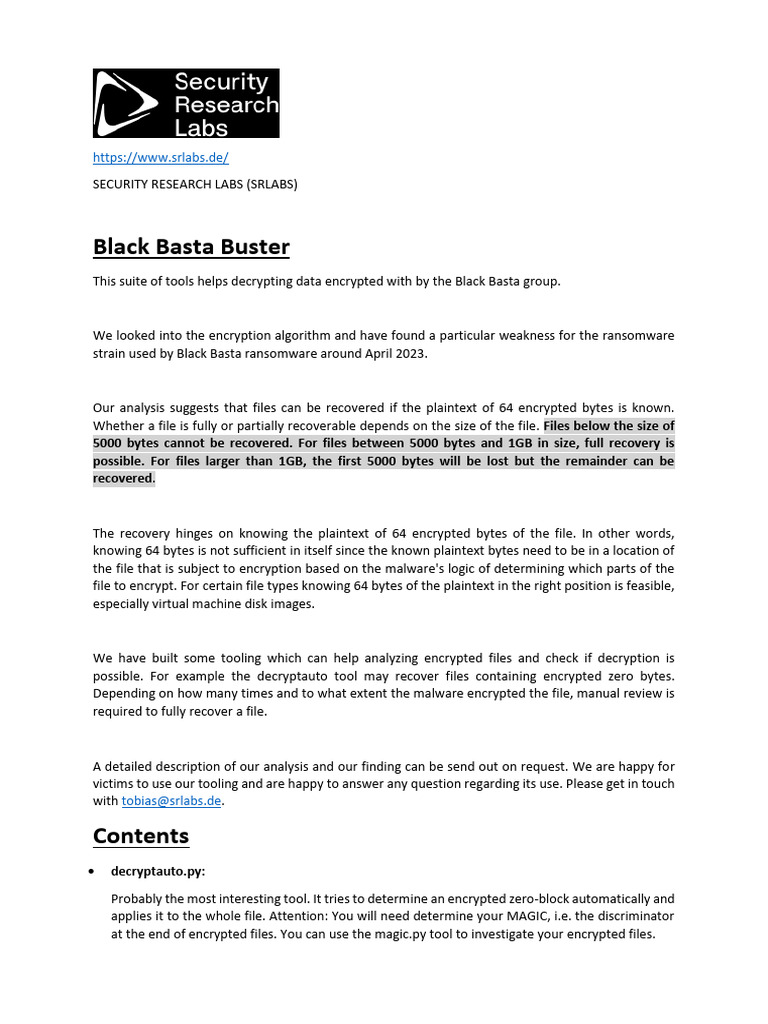 User Manual - BlackBasta Decryptor | PDF | Encryption | Computer File