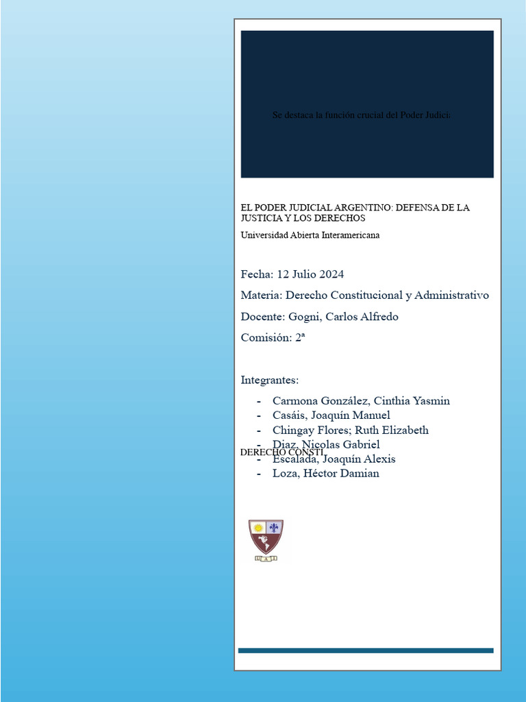 Poder Judicial - TP Segundo Parcial | PDF | Judicaturas | Gobierno Federal de los Estados Unidos