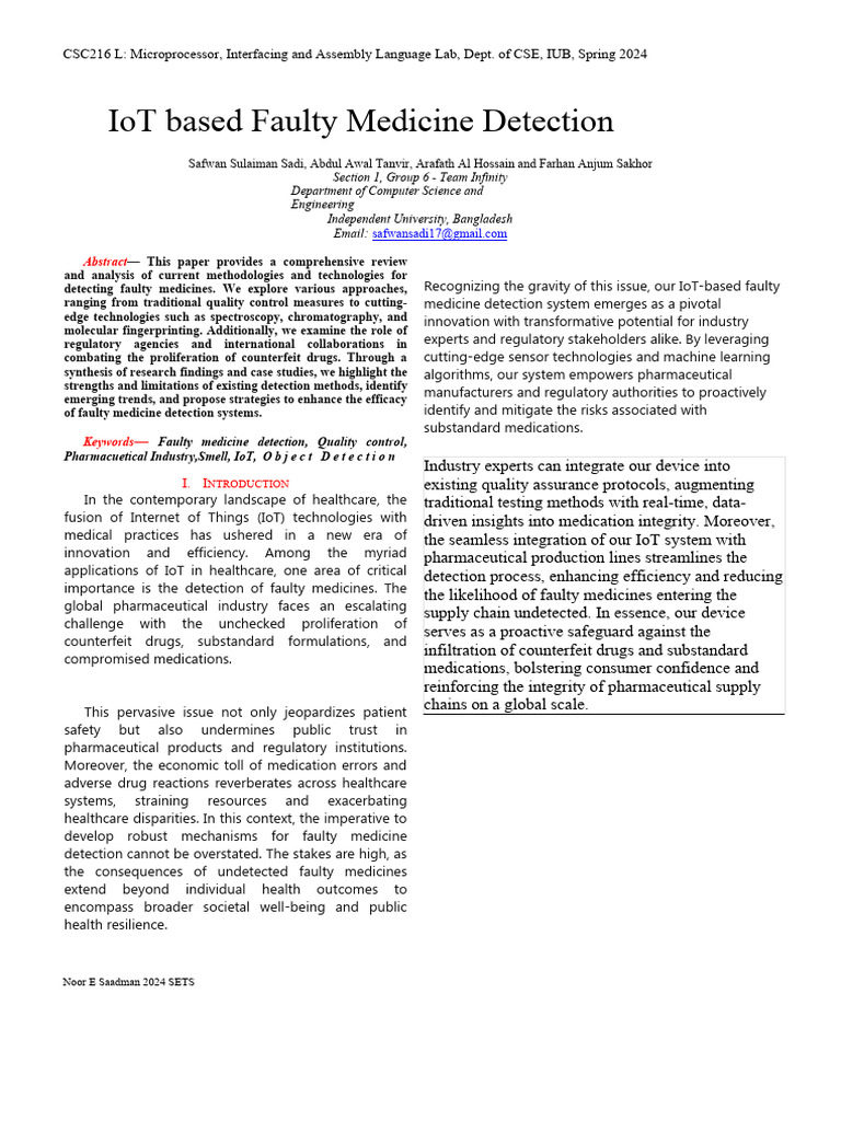 faulty medicine detection | PDF | Internet Of Things | Simulation